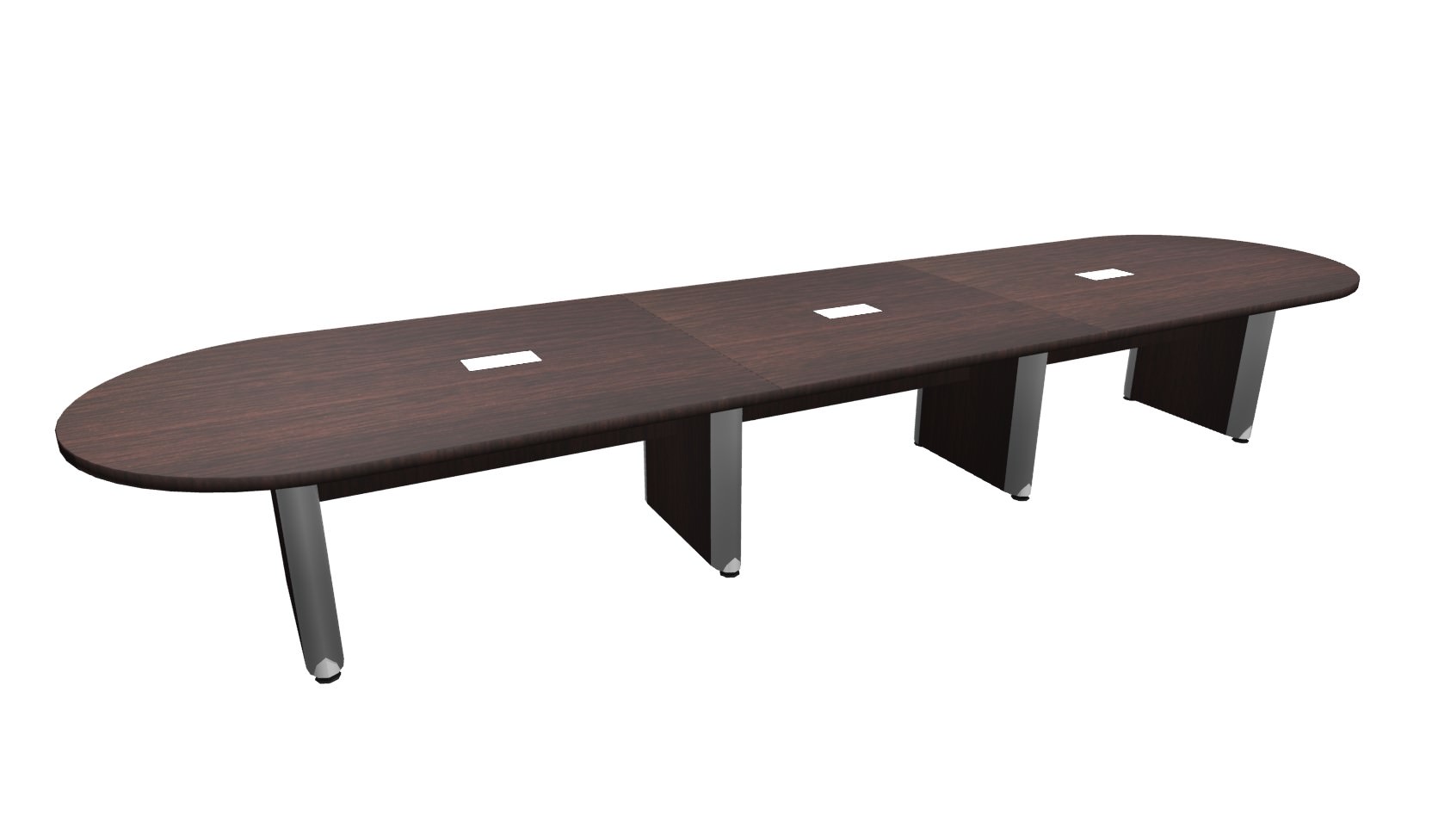 16 FT Espresso Racetrack Conference Table w/ Silver Accent Legs