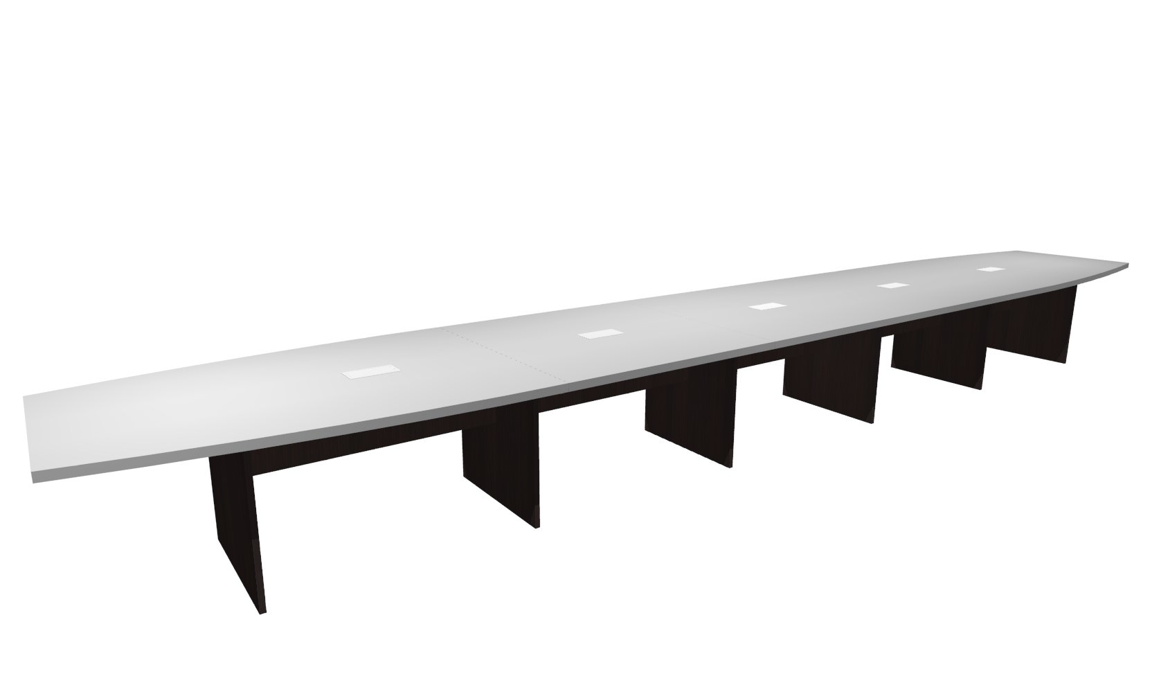 24 FT White / Espresso Boat Shaped Conference Table
