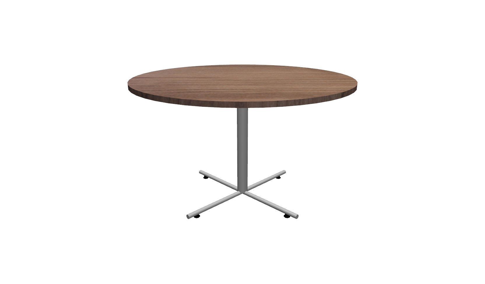 48 Inch Round Conference Table - (Modern Walnut / Chrome)