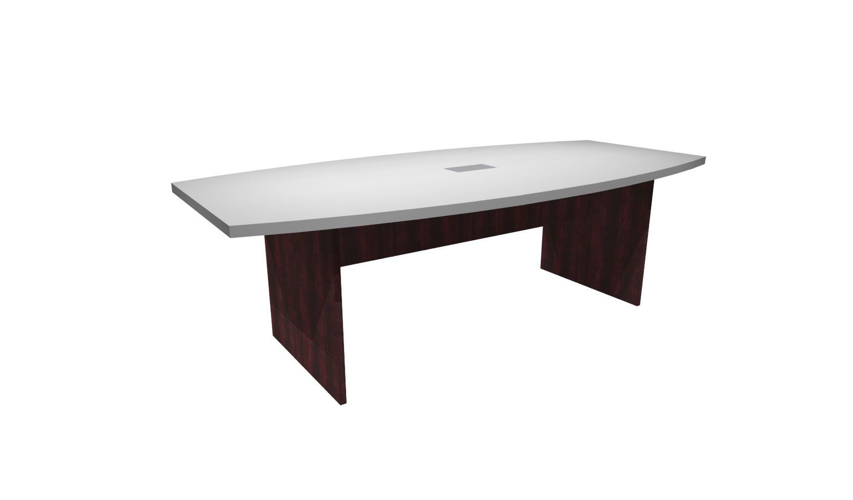 8 FT White / Mahogany Boat Shaped Conference Table